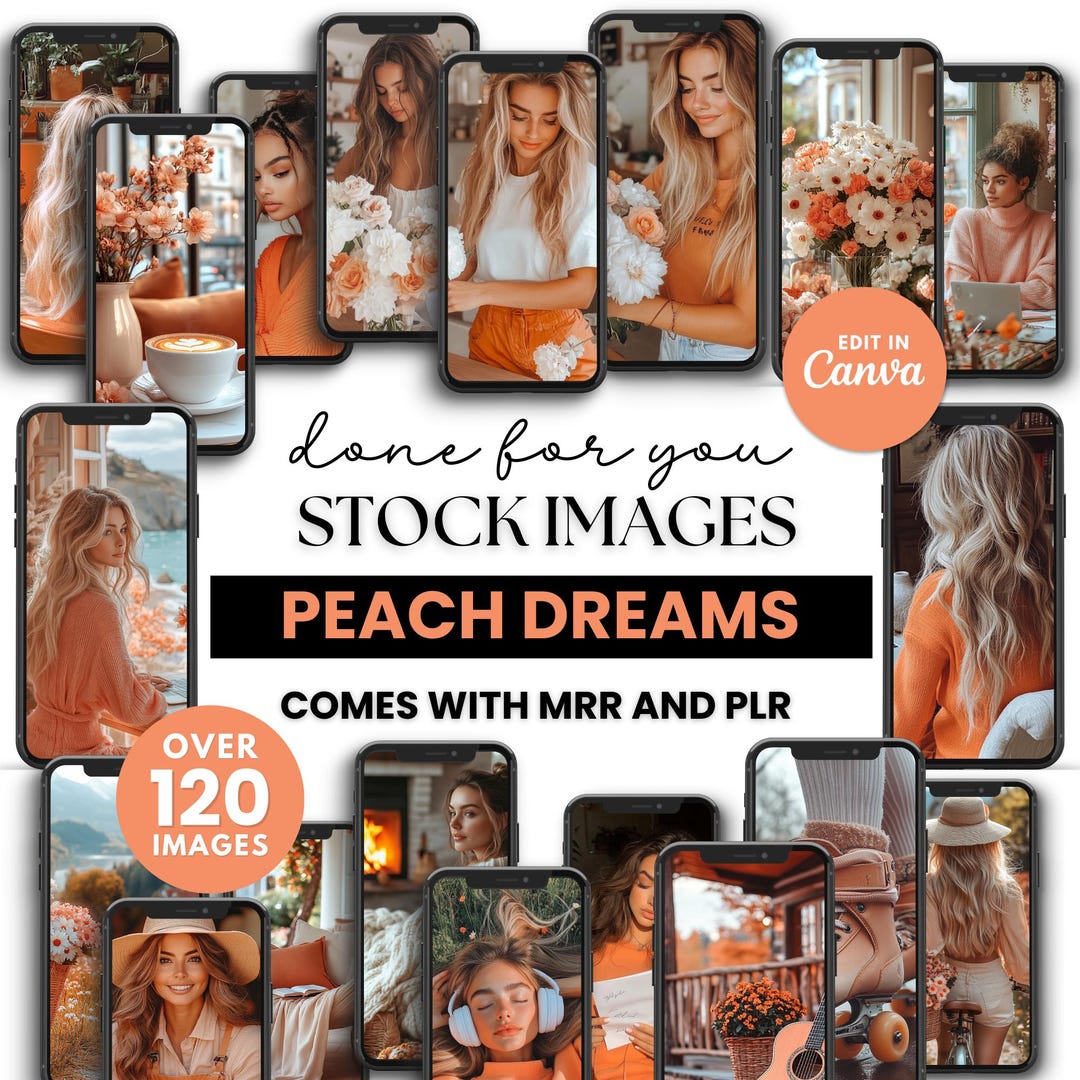 124 Aesthetic Peach Dreams Stock Images 3 Sizes Canva MRR & PLR ...