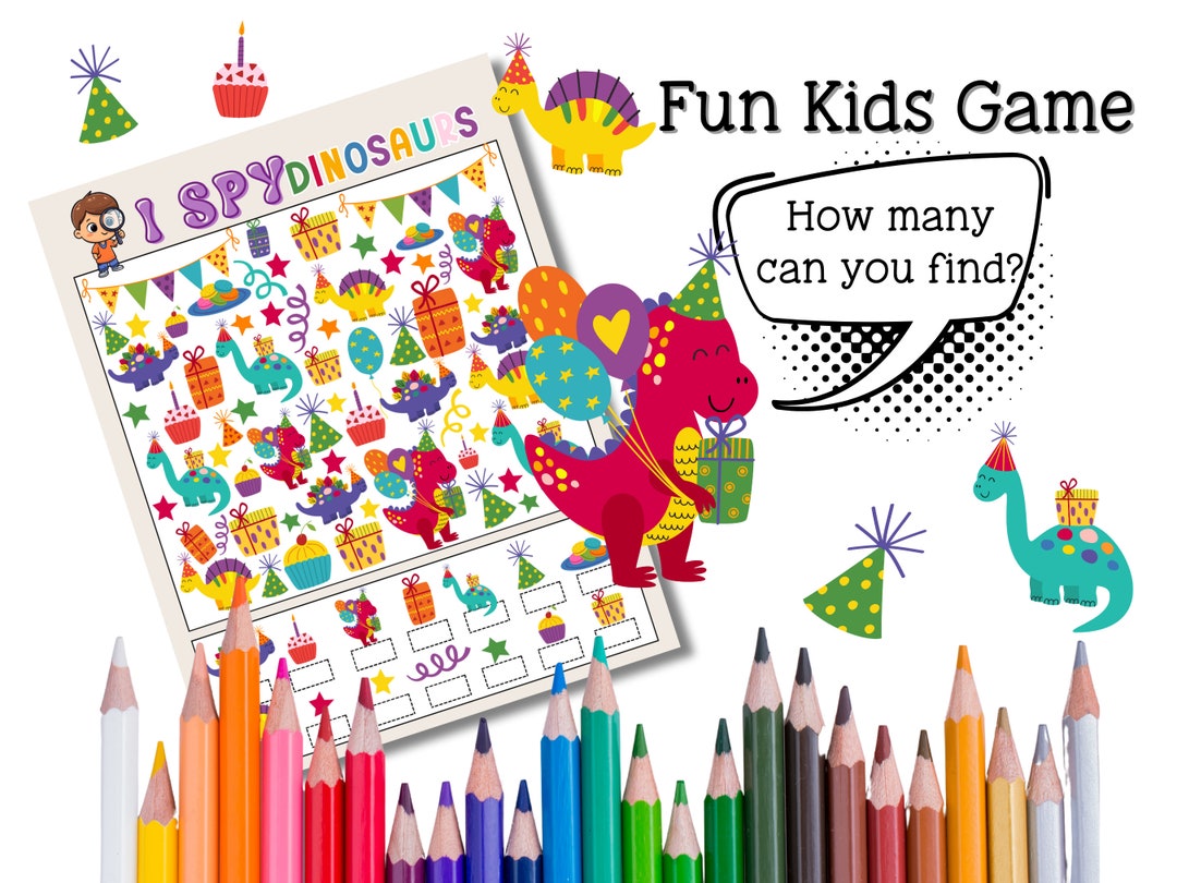 Birthday Dinosaur I Spy / Activity Game Sheets for Kids / Printable ...
