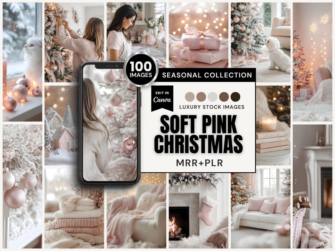 100 Soft Pink Christmas Aesthetic Stock Images | Opens in Canva (MRR ...