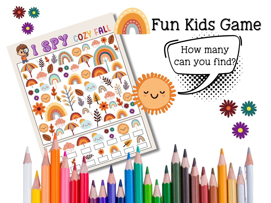 Cozy Fall I Spy / Activity Game Sheets for Kids / Printable Party Game ...