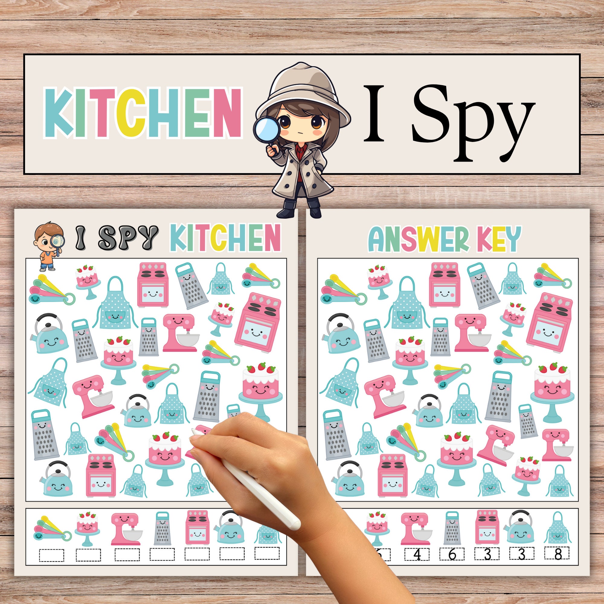 Cute 50's Kawaii Kitchen I Spy Game / Activity Sheets for - Etsy