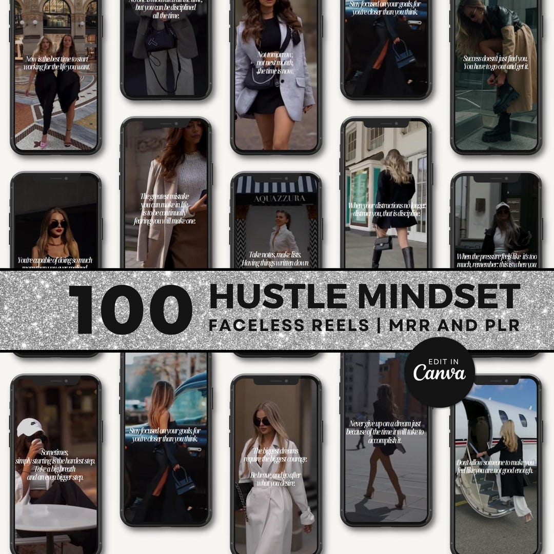100 Hustle Mindset Reels | MRR & PLR | Theme Page | Instagram | Tiktok ...