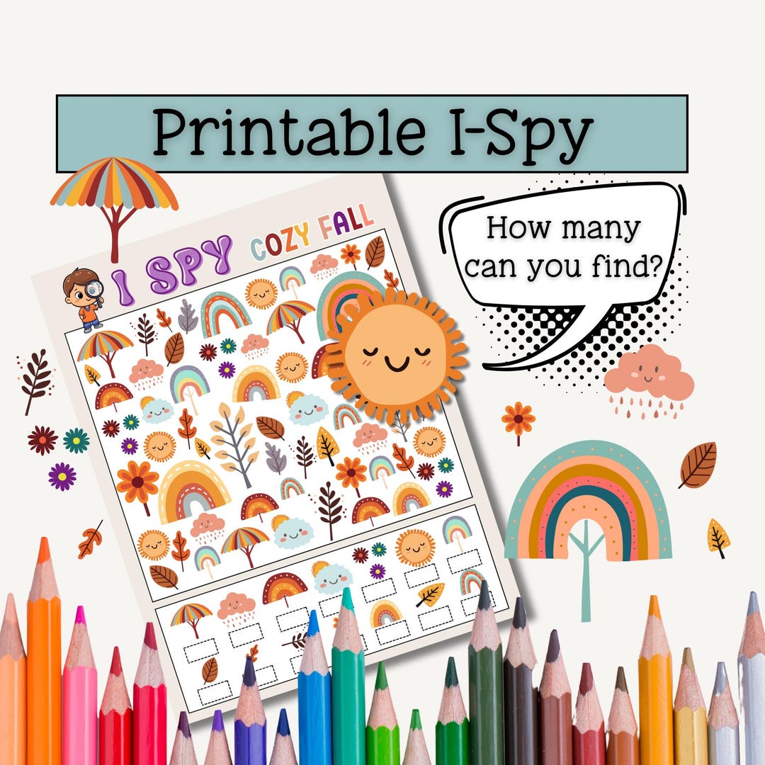 Cozy Fall I Spy / Activity Game Sheets for Kids / Printable Party Game ...