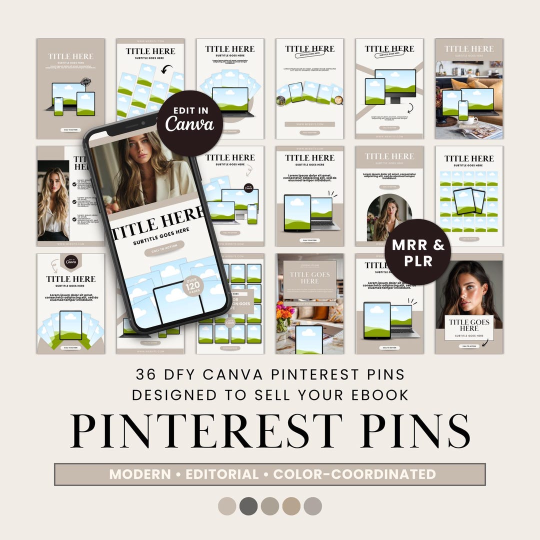 Editable Pinterest Pin Templates for Ebooks | Aesthetic Beige Theme ...