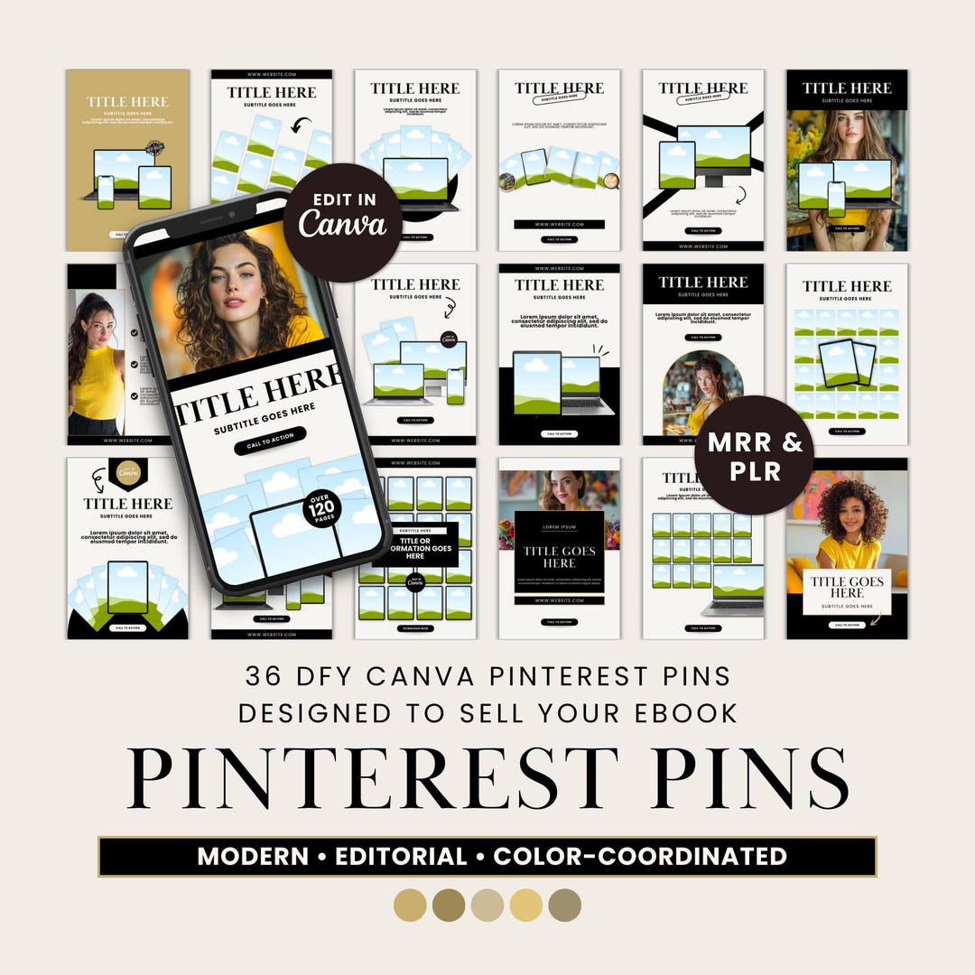 Editable Pinterest Pin Templates for Ebooks | Yellow and Beige Theme ...