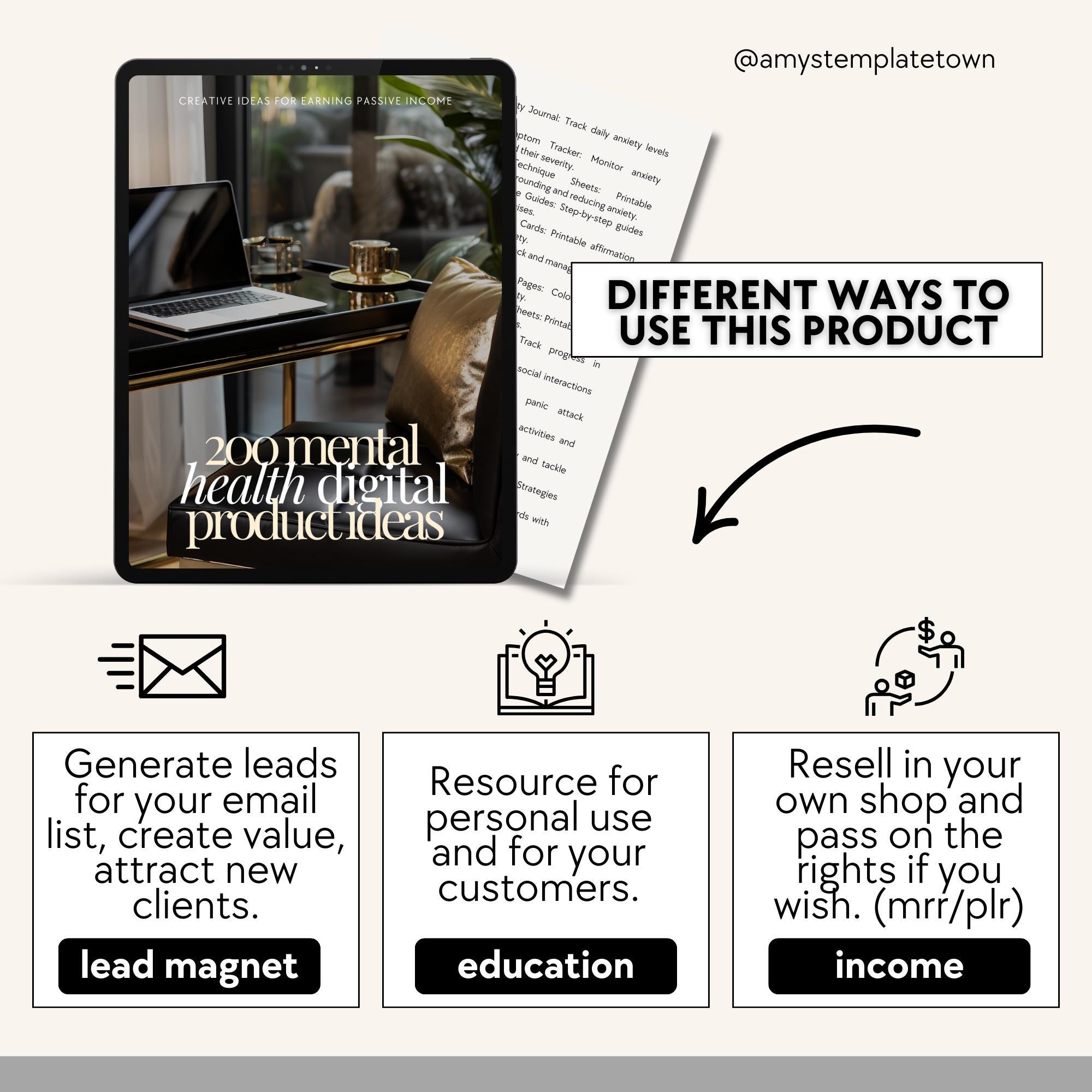 Mental Health Niche: 200 DIY Digital Product Ideas (MRR & PLR Rights ...