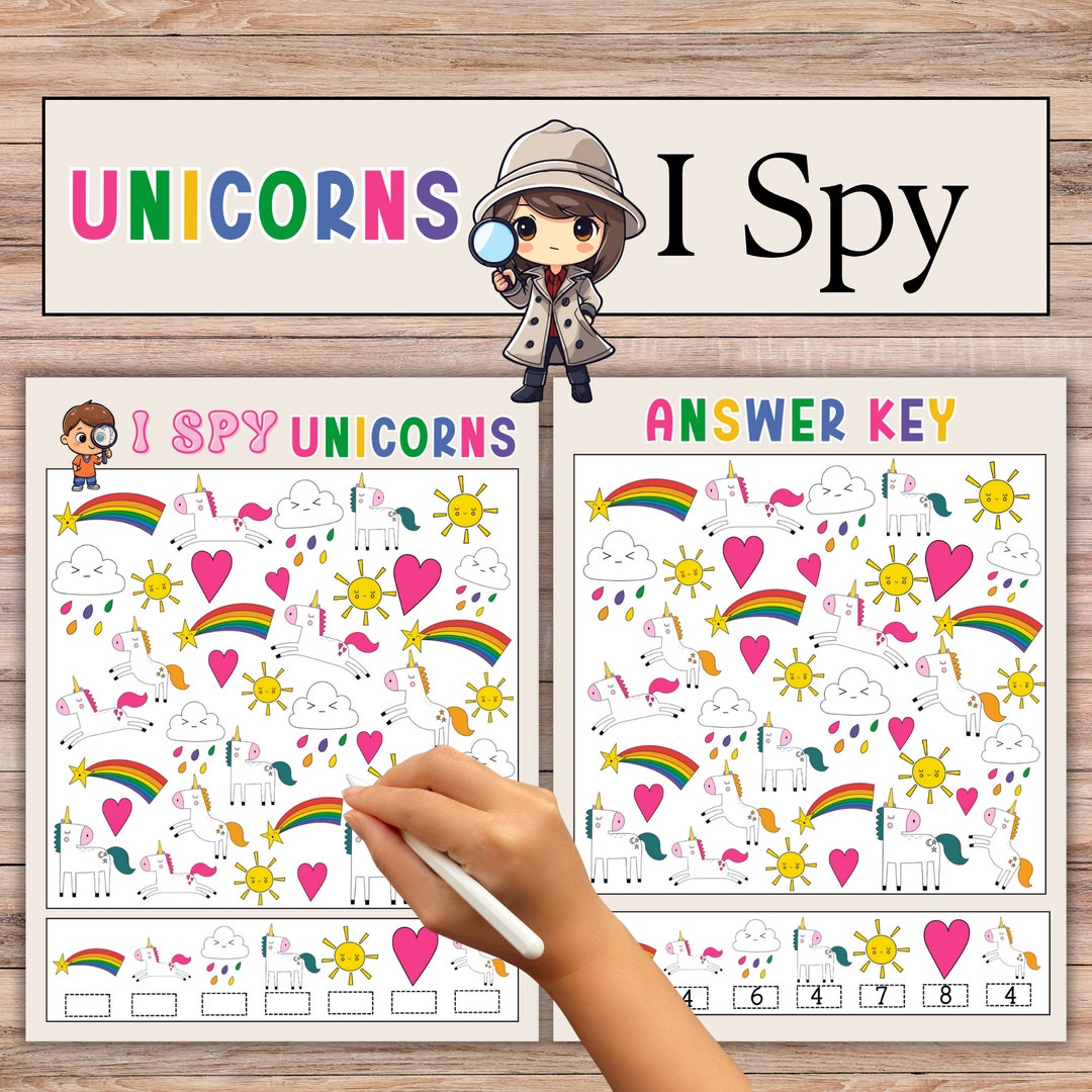 Rainbow Unicorn I Spy Game / Activity Sheets for Kids / - Etsy
