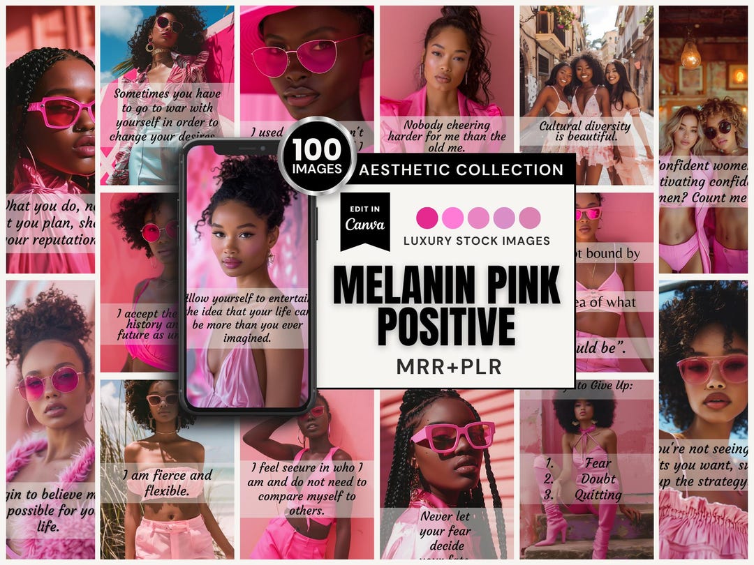 100 Melanin Pink Positive Stock Images With Text Overlay for Instagram ...
