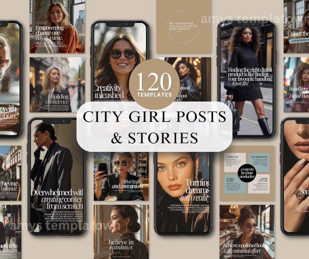 City Girl MRR Elegant Social Media Templates | 60 Posts & 60 Matching ...
