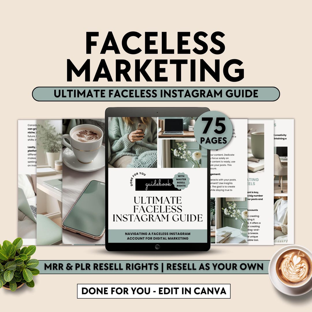 The Ultimate Faceless Instagram Guide Ebook Edit in Canva MRR & PLR ...
