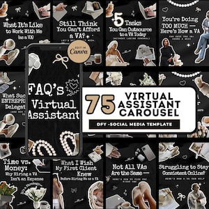 75 Virtual Assistant Social Media Carousels | 4:5 Aspect Ratio | Edit ...