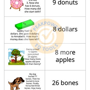 Word Problem Solving Cards Math Station Printable 1st Grade 2nd Grade ...
