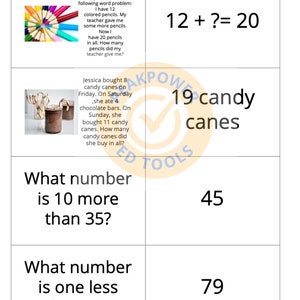 Word Problem Solving Cards Math Station Printable 1st Grade 2nd Grade ...