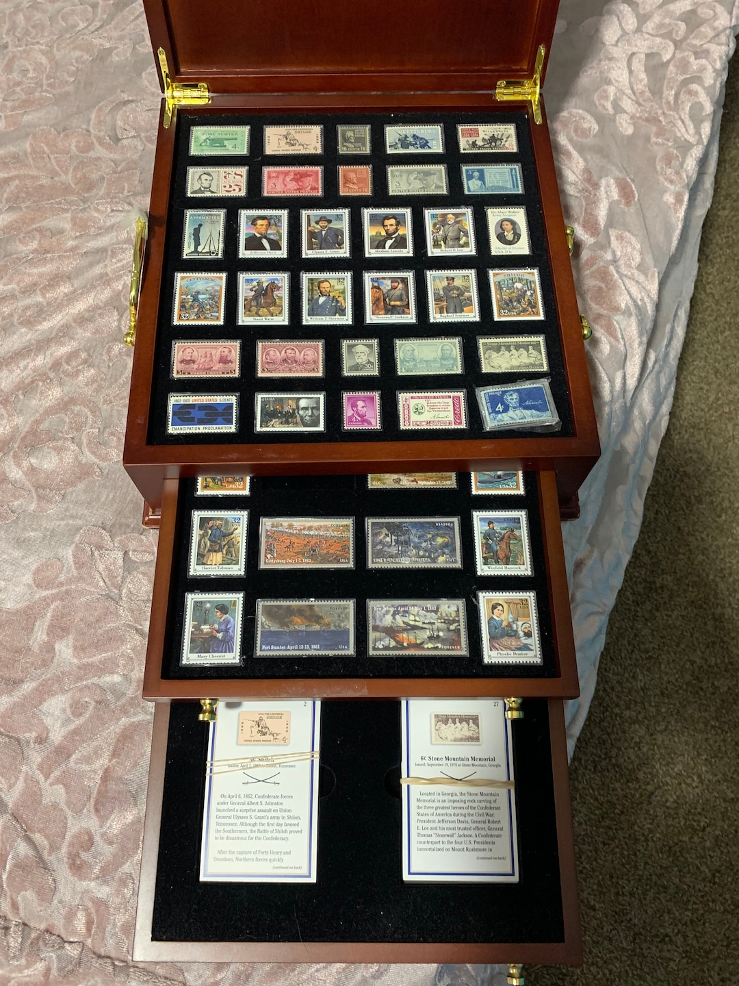 The Complete Collection of US Civil War Stamps Inside Wooden Storage ...