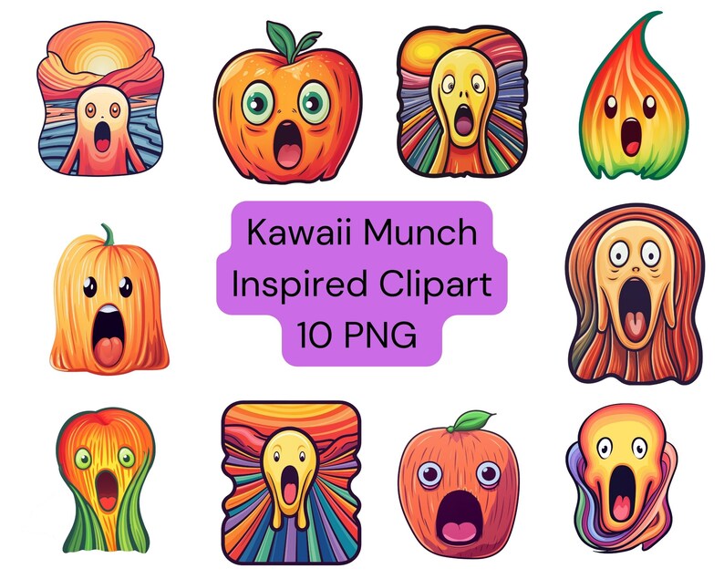 Kawaii Edvard Munch the Scream Inspired Clipart - Etsy