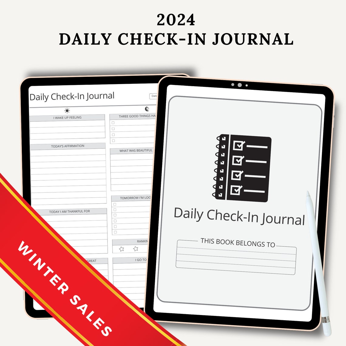 Daily Check-in Journal Printable PDF, Self Care Daily Check in Journal ...