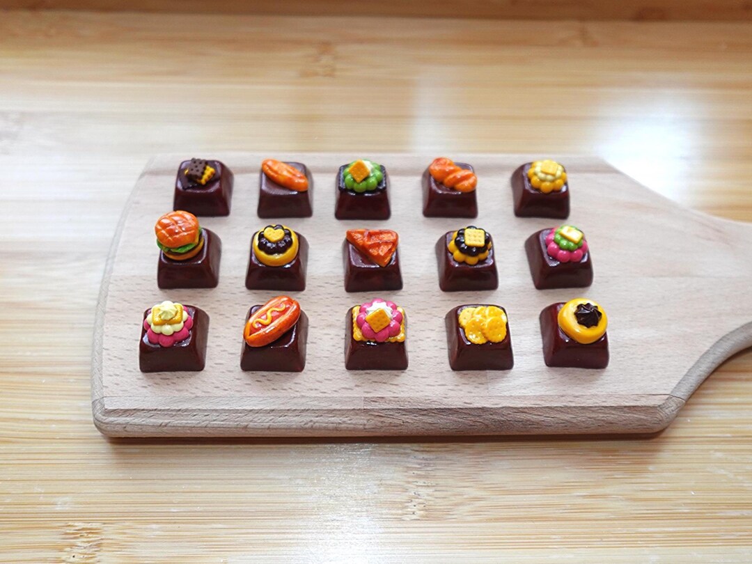 Handmade Food-themed Artisan Keycaps | Burger, Hotdog, Waffle, Tart ...