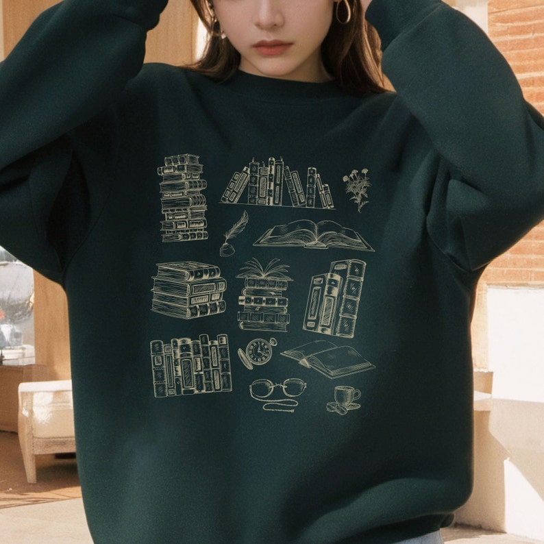Book Lover Sweatshirt Vintage Light Dark Academia Clothing Minimalist ...