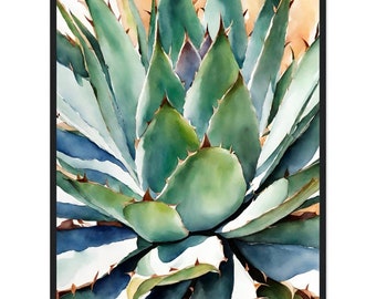 Blue Agave Watercolor Art Print, Agave Artwork, Agave Decor, Watercolor ...