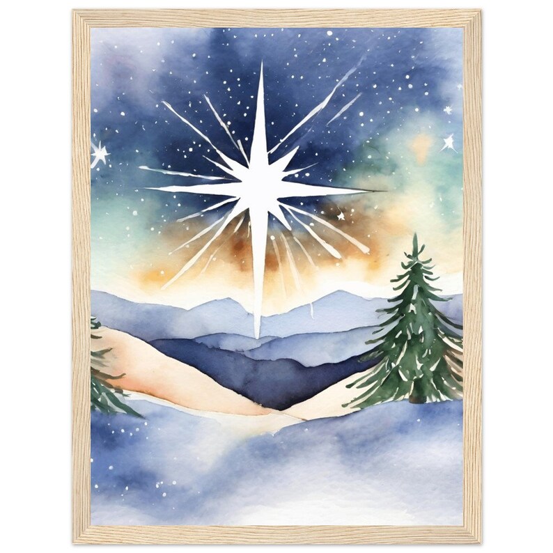 Home Decor Wall Art Watercolor Painting Bethlehem Star Christmas - Etsy