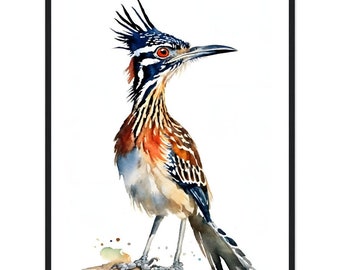 Roadrunner Bird Printable Wall Art for Living Room Bird Watercolor ...