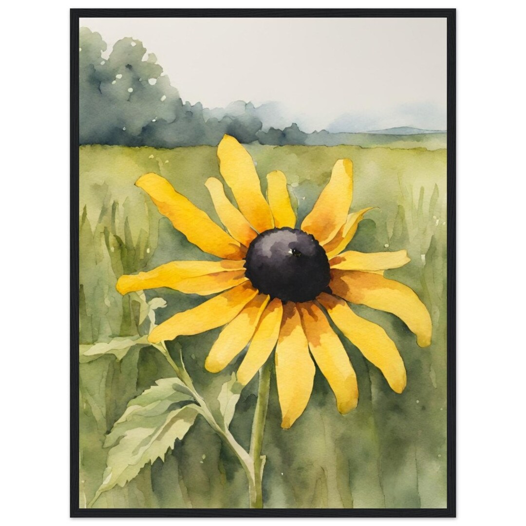 Home Decor Wall Art Framed Watercolor Black Eyed Susan - Etsy