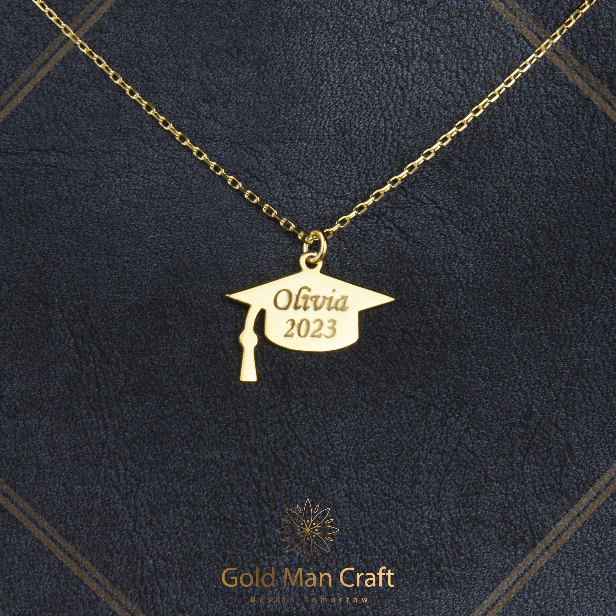 Graduation Necklace, 14k Solid Real Gold, Gift for Her Jewelry, Dainty ...