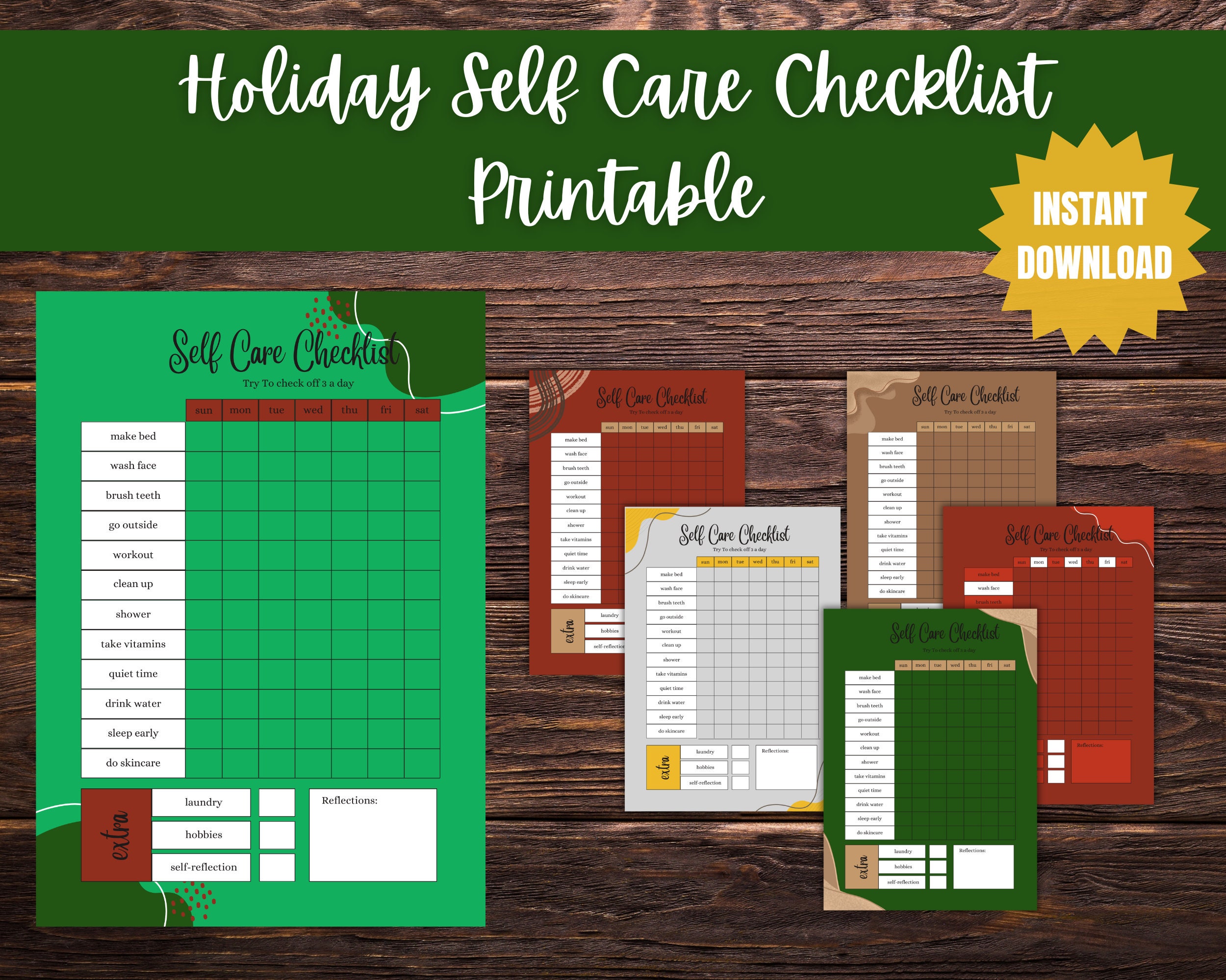 Holiday Self Care Checklist Printable - Etsy