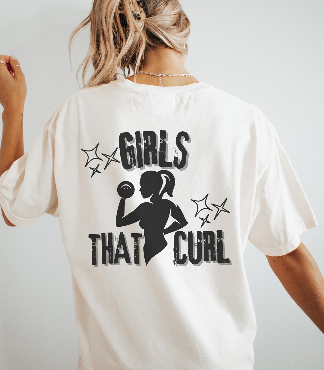 Girls That Curl Oversized Gym Pump Cover Gift for Muscle Mommy, Girly ...