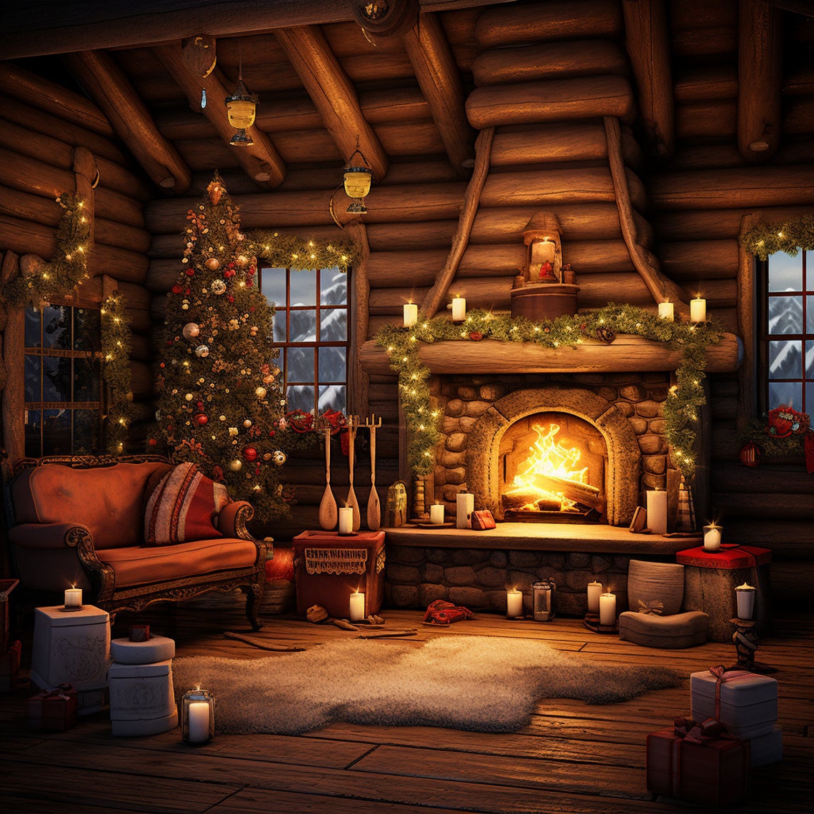 Christmas Log Cabin 3 - Etsy