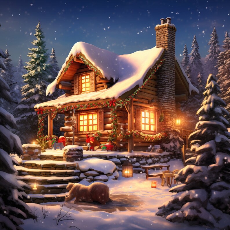 Christmas Log Cabin 2 - Etsy