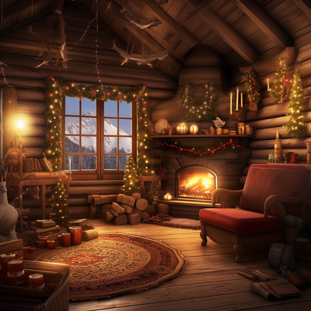 High-resolution Christmas Winter Log Cabin Images: Stunning Scenic ...