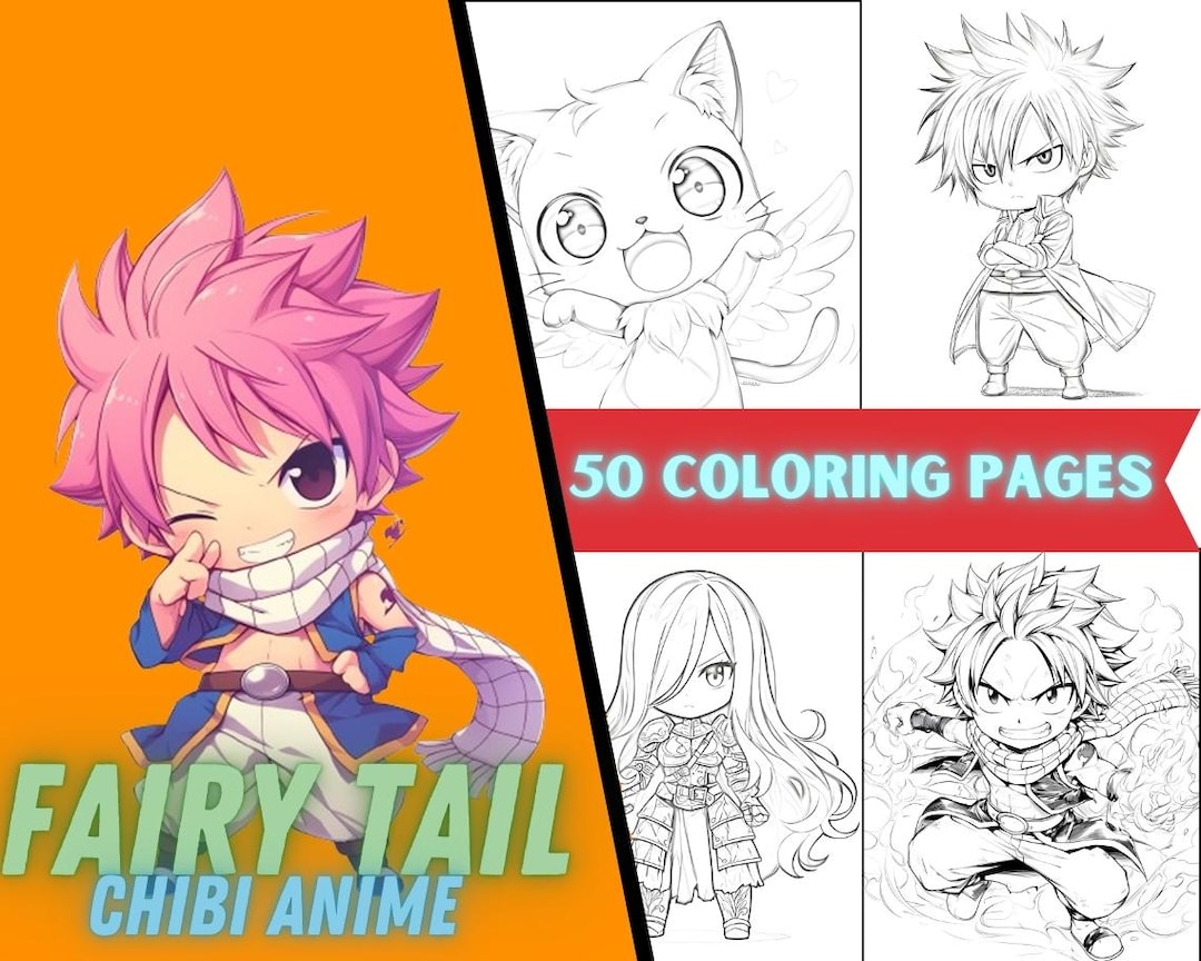 Chibi Fairy Tail Coloring Pages: 50 Designs for Adults and Kids, Anime ...