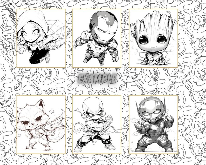 Marvel Heroes Coloring Pages: 50 Designs for Adults and Kids, Anime ...