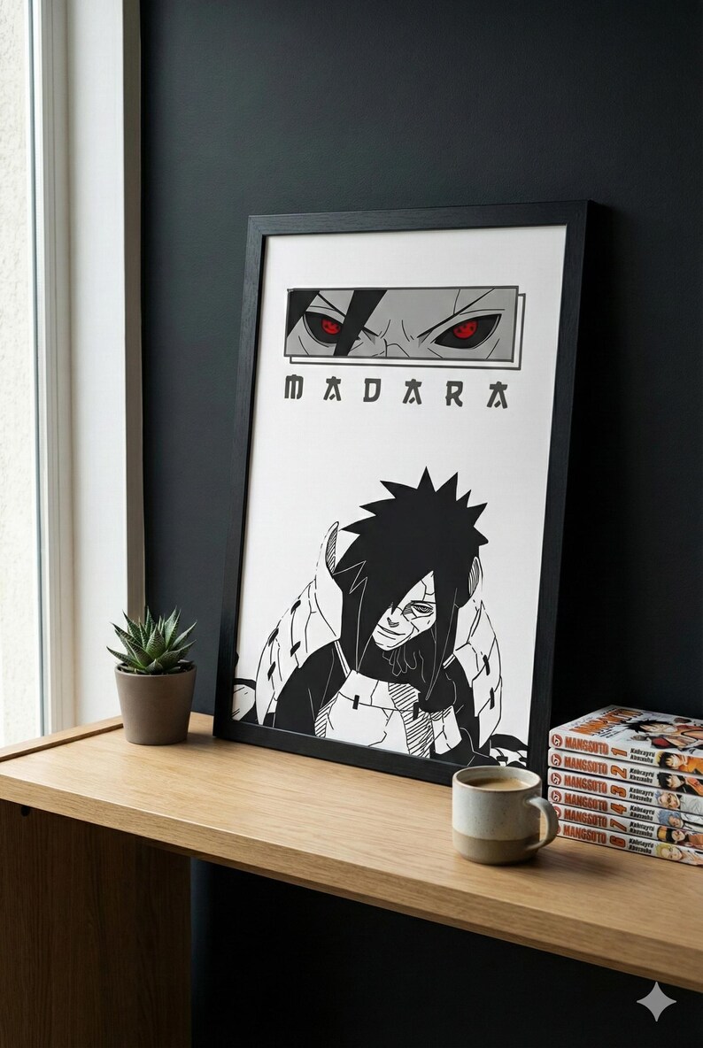 Madara Uchiha Poster, Naruto Wall Art, Legendary Anime Villain Print ...