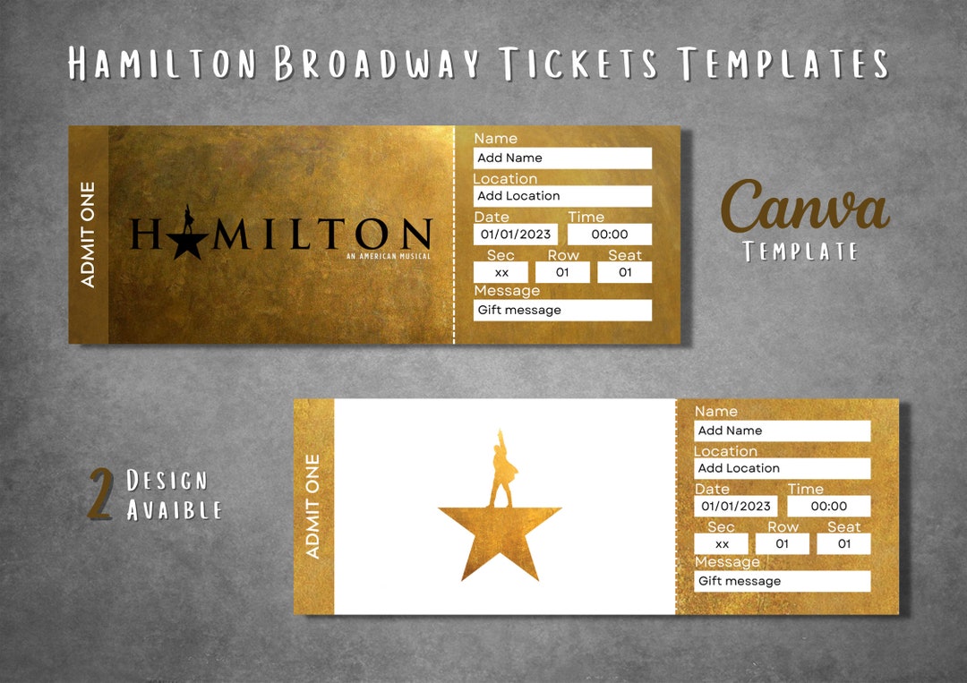 Editable Hamilton Broadway Surprise Ticket Template Printable - Etsy