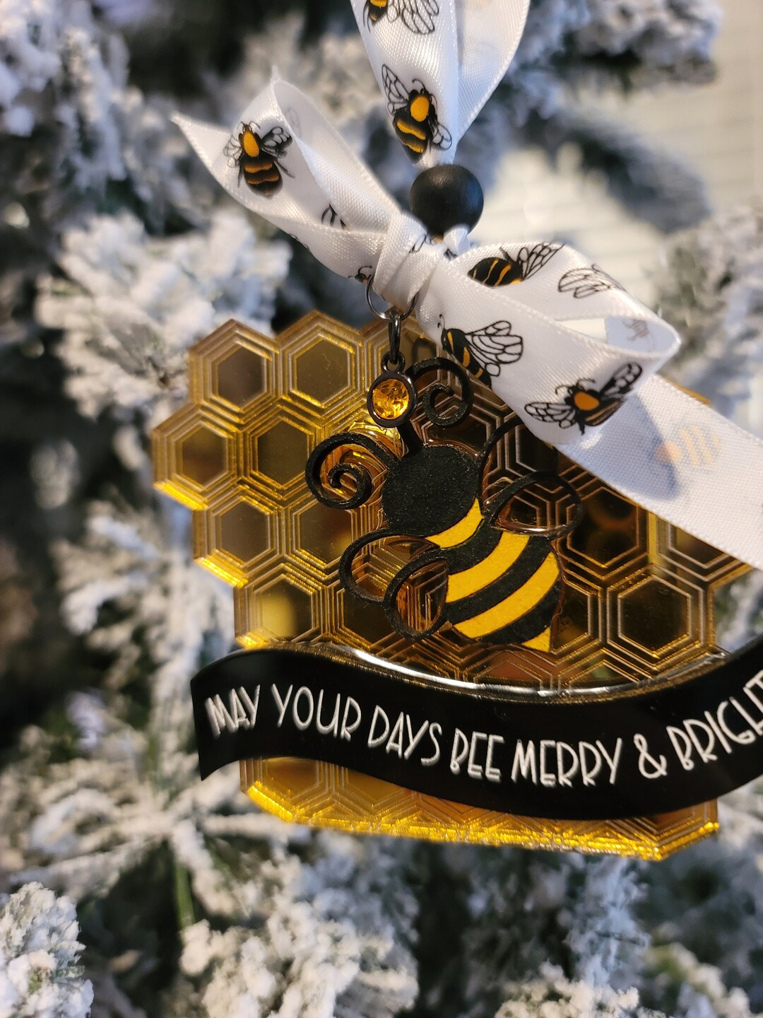 May Your Days Bee Merry and Bright Honey Bee Ornament - Etsy