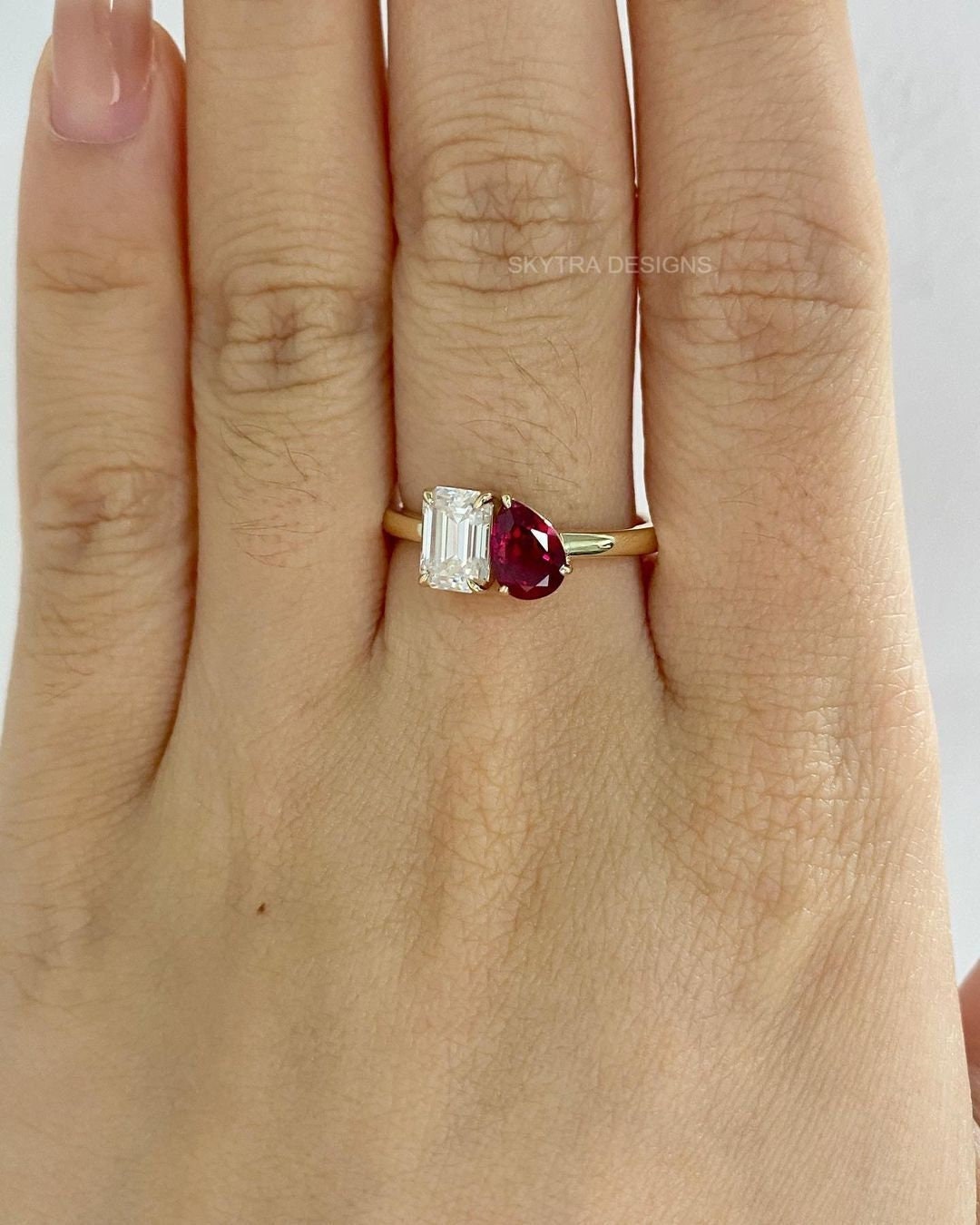 Unique Toi Et Moi Ring Two Stone Ring Mother Daughter Ring Husband Wife ...