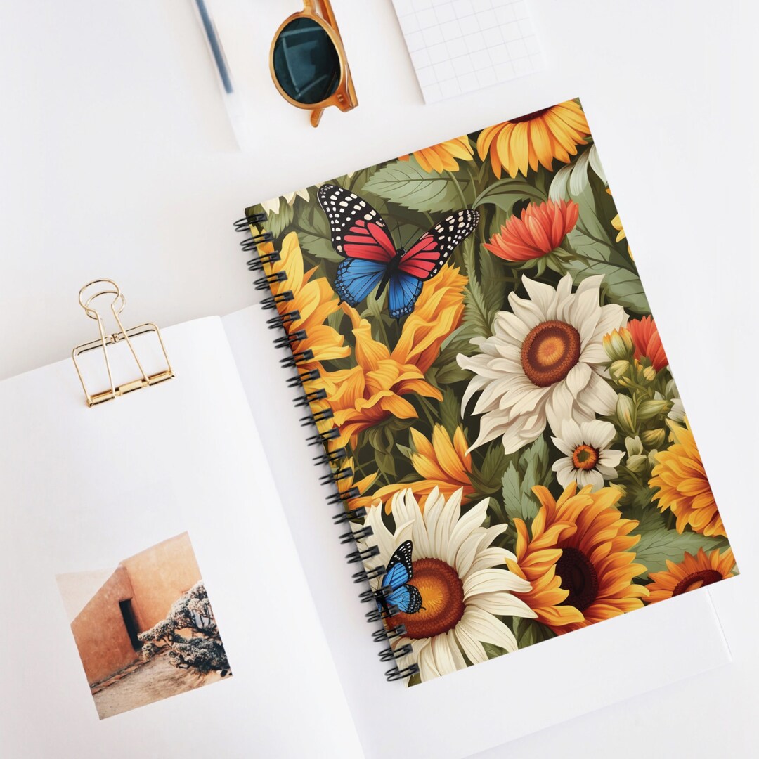 Wildflower Spiral Note, Sunflower Organizer, 6 X 8 59 Pages Journal ...
