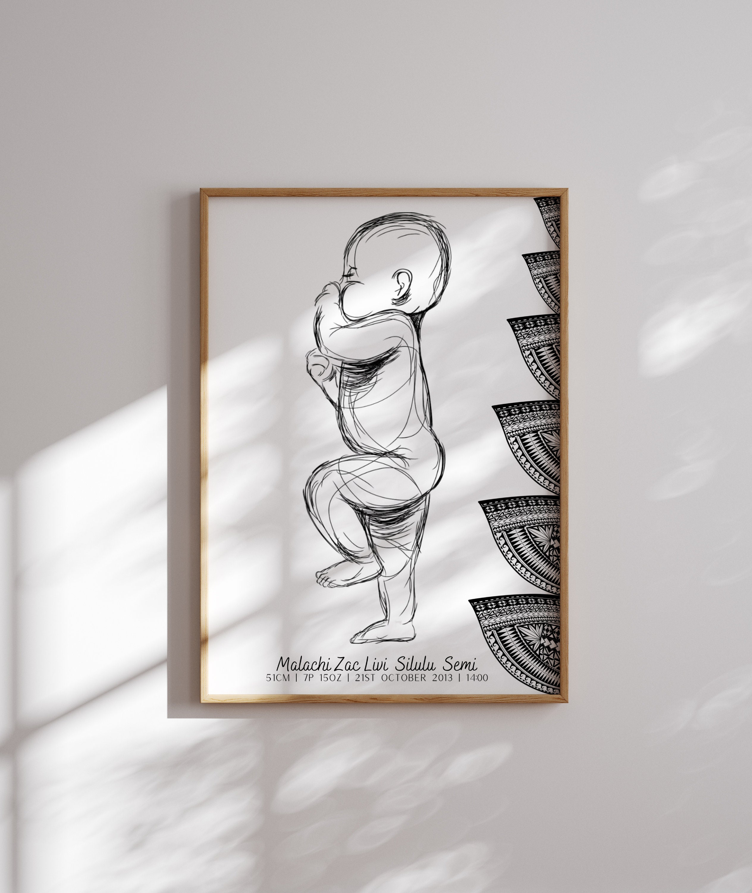 Samoan Print Custom Birth Poster Personalized Minimalist Nursery Decor ...
