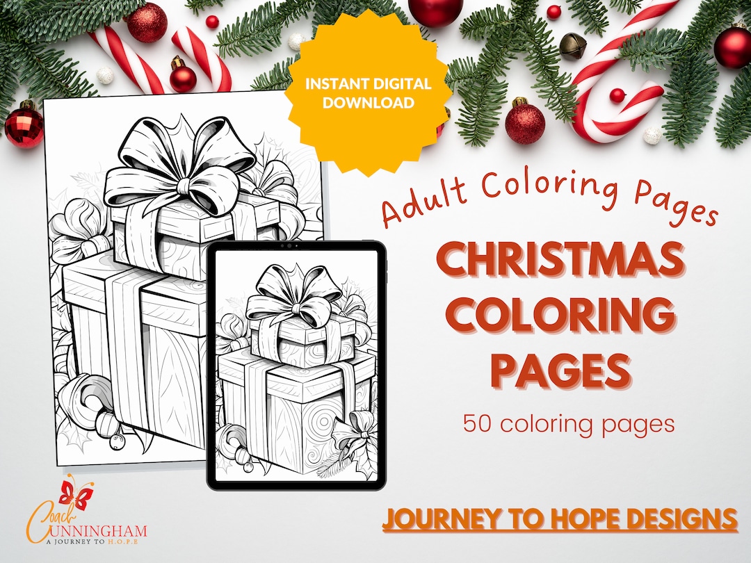 Christmas Holiday Coloring Page Printable Adult/kid Coloring - Etsy