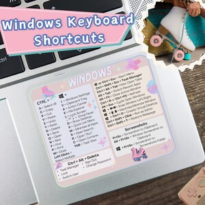 Pastel Windows Shortcut Sticker Transparent PC Cheat Sheet Sticker Cute ...