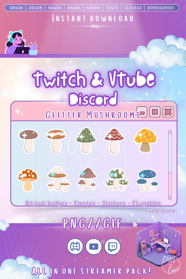Animated Mushroom Twitch Discord Vtube Pngtube Expressive Assets Bits ...