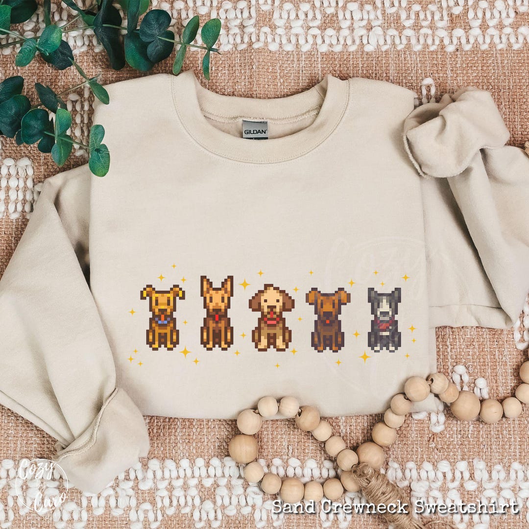 Stardew Dog Sweatshirt Pixel Art Star Dew Videogame Gift, Puppy ...