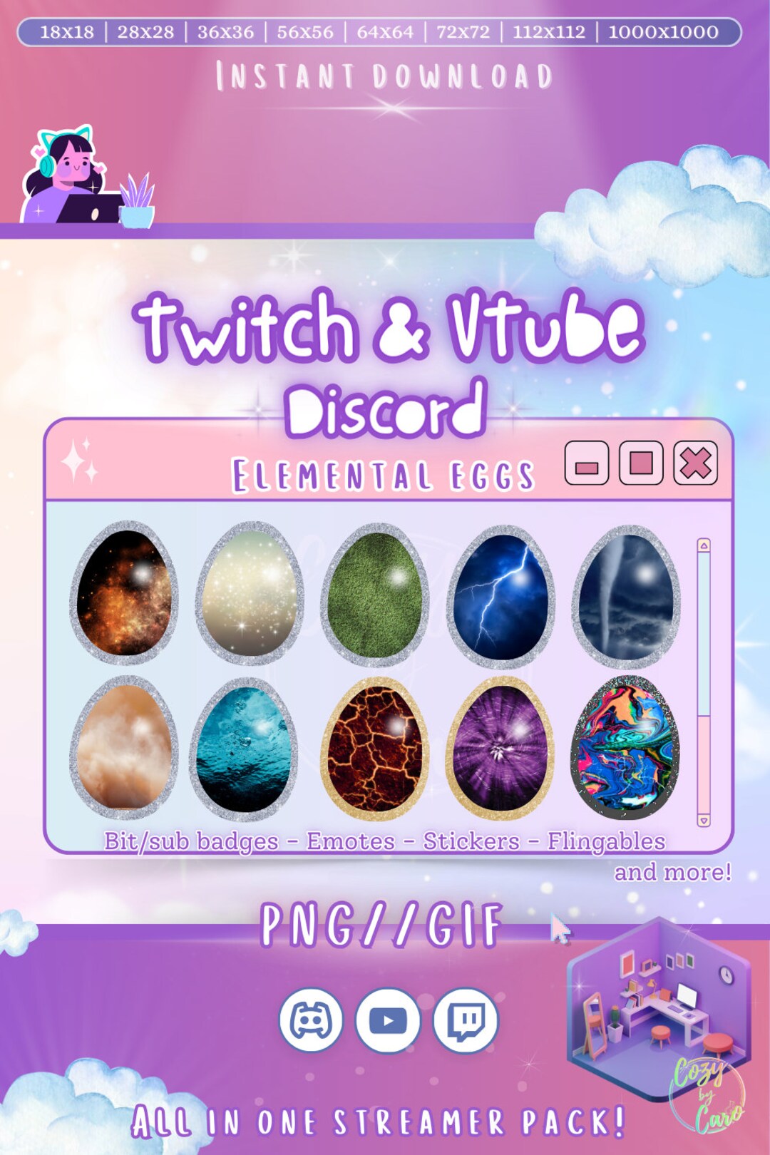 Element Egg Template Twitch Discord Vtube Pngtube Expressive Assets ...