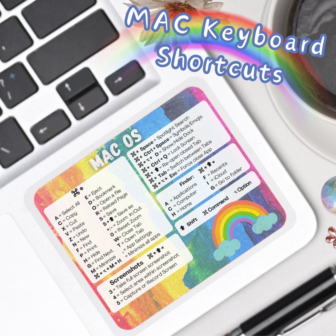 Rainbow Mac Shortcut Sticker Apple MacBook Keyboard Shortcut Cute ...