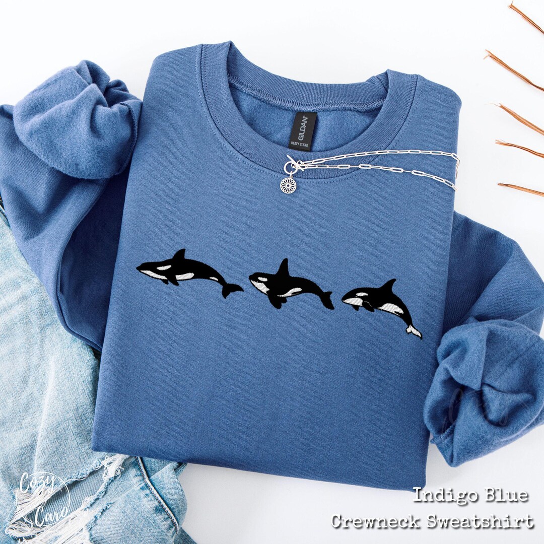 Embroidered Orca Sweatshirt, Gift for Orca Lover, Killer Whale ...