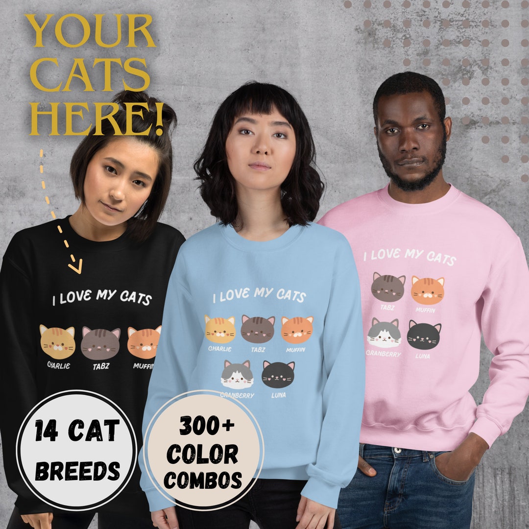 CUSTOM Cats Sweater Create Your Own Gift for Cat Lovers DIY Cat Name ...