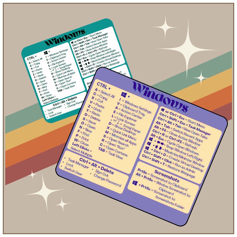 Keyboard Shortcut Sticker DIY Canva Template Cute Laptop Sticker Office ...