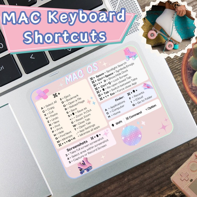 Mac Shortcuts Retro Pastel Sticker Keyboard Short Cut Cute Apple ...